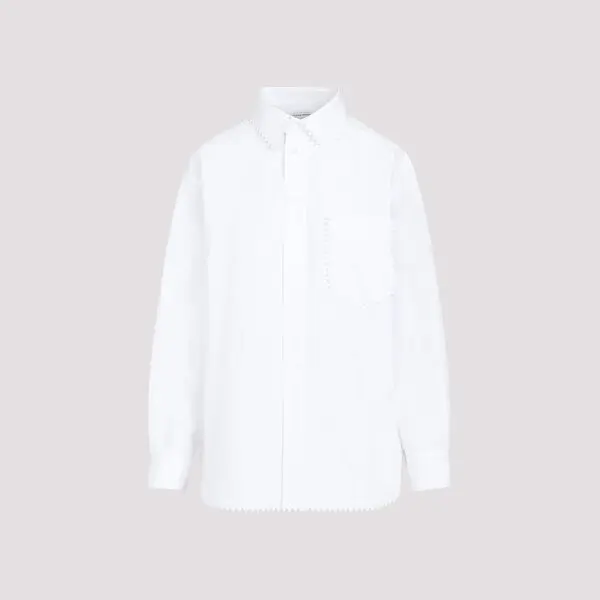 Bottega Veneta Cotton Shirt With Decorative Trim - White