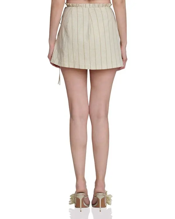 Avec Les Filles Gingham Pleated Wrap Skort
