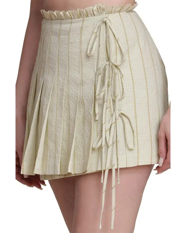 Avec Les Filles Gingham Pleated Wrap Skort