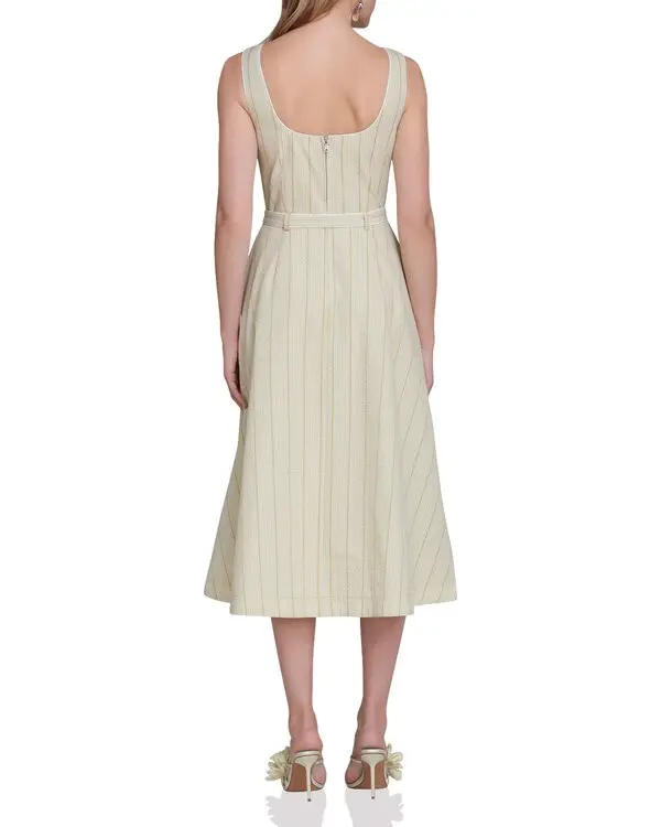 Avec Les Filles Striped Bustier Midi Dress