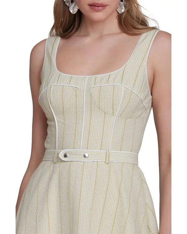Avec Les Filles Striped Bustier Midi Dress