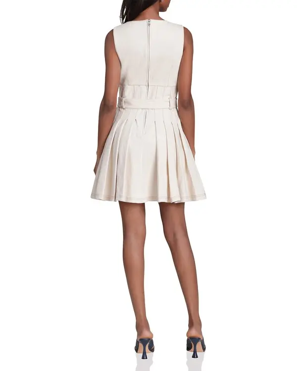 Avec Les Filles Stretch Cotton Pleated Mini Dress
