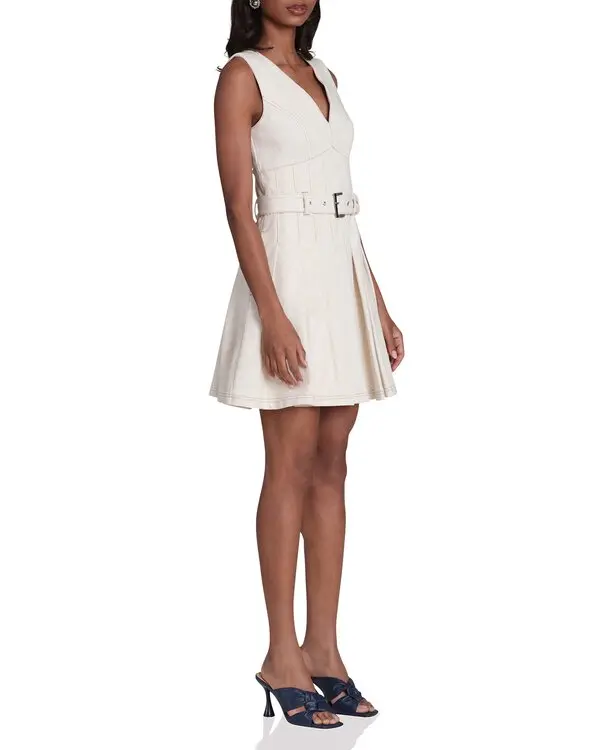 Avec Les Filles Stretch Cotton Pleated Mini Dress