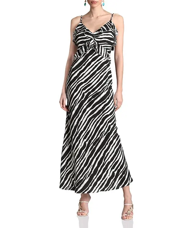 Avec Les Filles Braided Strap Ruffle Maxi Dress