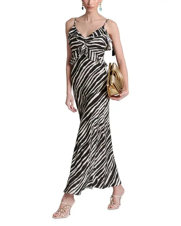 Avec Les Filles Braided Strap Ruffle Maxi Dress