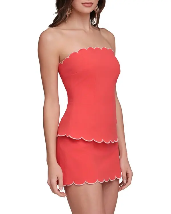 Avec Les Filles Scalloped Hem Removable Straps Top