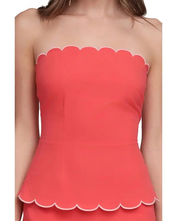 Avec Les Filles Scalloped Hem Removable Straps Top