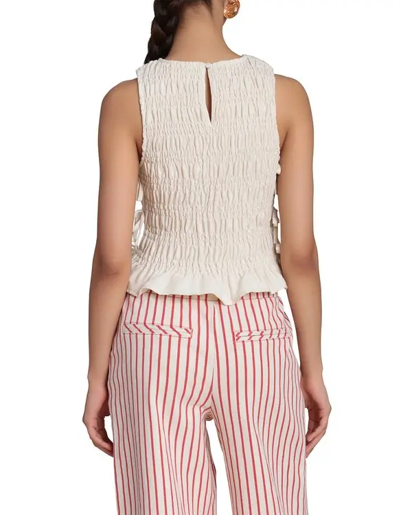 Avec Les Filles Side Tie Ruffle Hem Top
