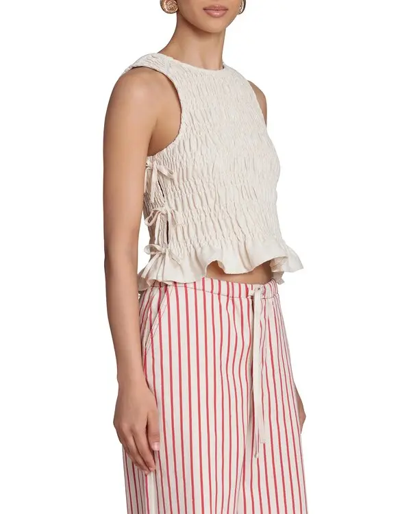 Avec Les Filles Side Tie Ruffle Hem Top