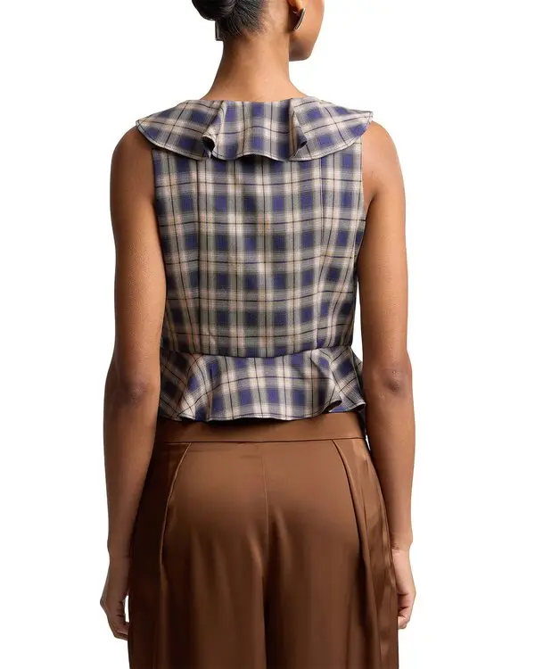 Avec Les Filles Plaid Ruffle Top