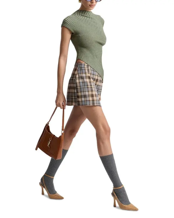 Avec Les Filles Asymmetric Ribbed Top
