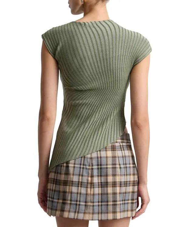 Avec Les Filles Asymmetric Ribbed Top