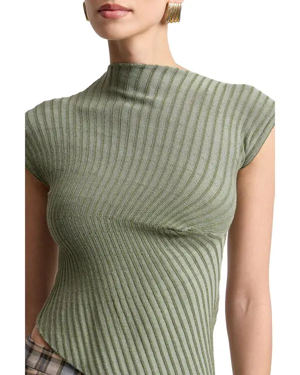 Avec Les Filles Asymmetric Ribbed Top