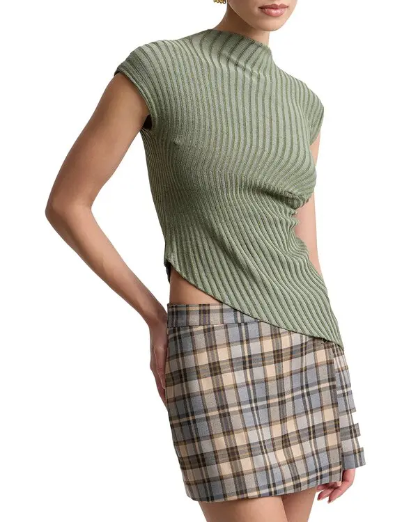 Avec Les Filles Asymmetric Ribbed Top