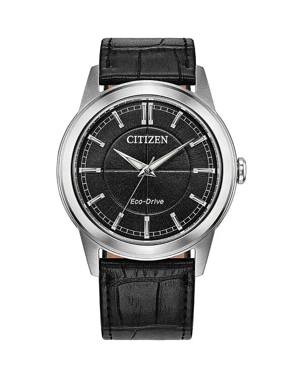 Citizen Eco-drive Leather Strap Watch - Black