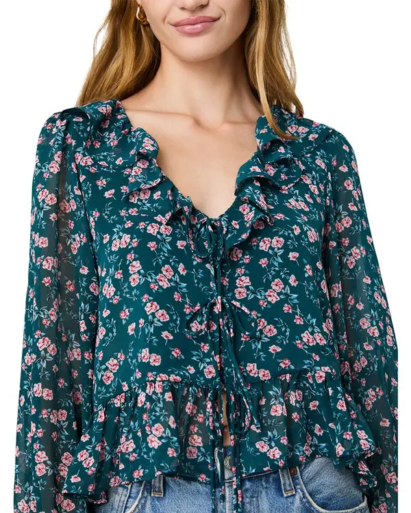 French Connection Marina Lucia Floral Ruffle Trim Top