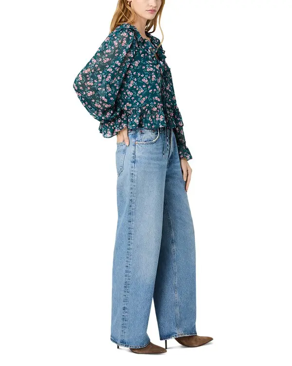 French Connection Marina Lucia Floral Ruffle Trim Top