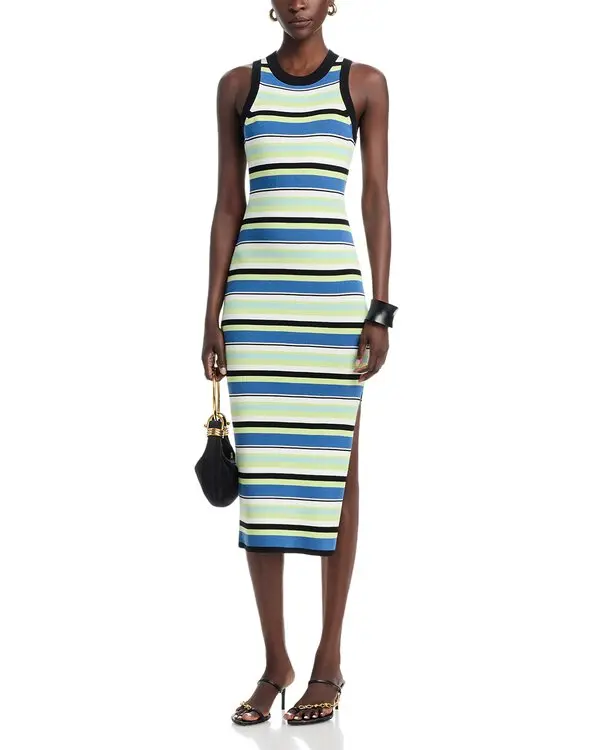 TOCCIN Piper Tie Waist Midi Dress - Ocean/keylime Multi