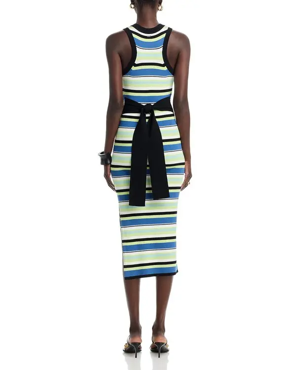 TOCCIN Piper Tie Waist Midi Dress - Ocean/keylime Multi