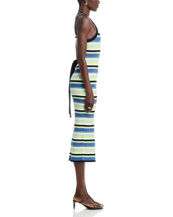 TOCCIN Piper Tie Waist Midi Dress - Ocean/keylime Multi