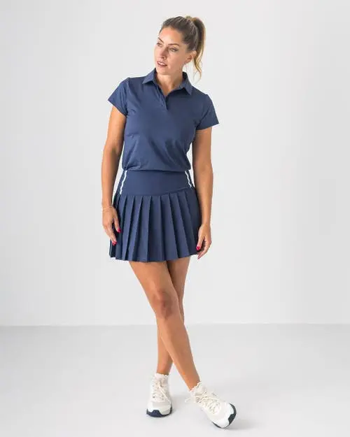 Boast 2-in-1 Pleated Skirt With Integrated Short - Navy