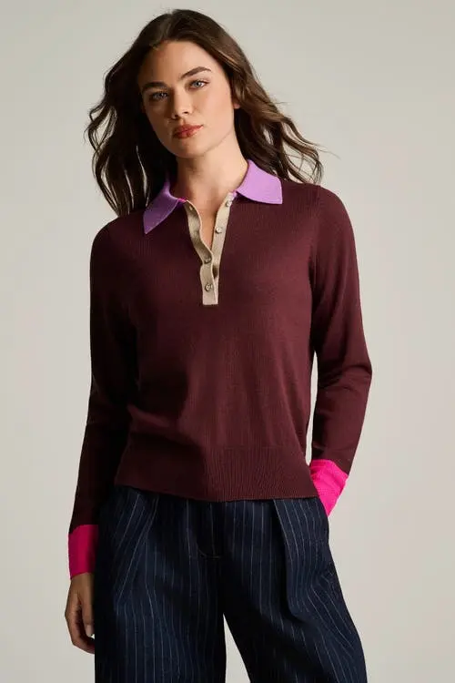 Lisa Todd Cotton-cashmere Contrast Trim Polo