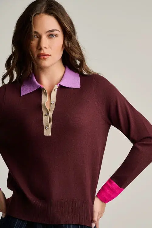 Lisa Todd Cotton-cashmere Contrast Trim Polo