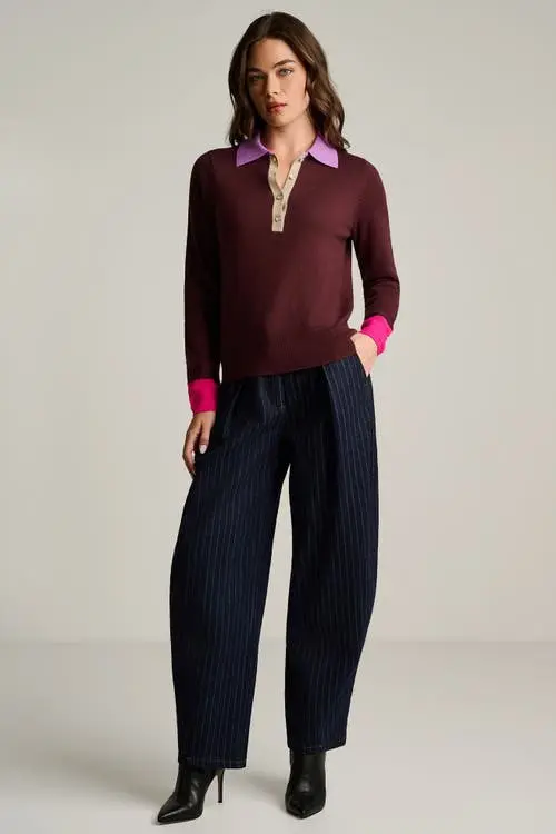 Lisa Todd Cotton-cashmere Contrast Trim Polo