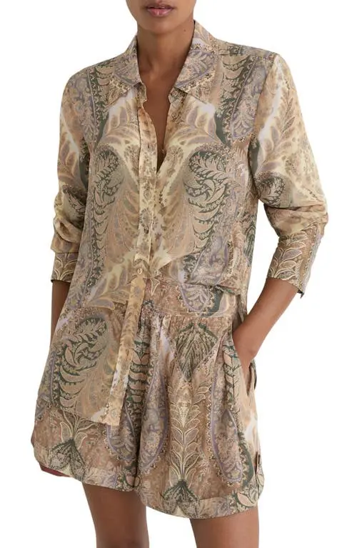 REISS Katiya Paisley Button-up Shirt - Grey/neutral