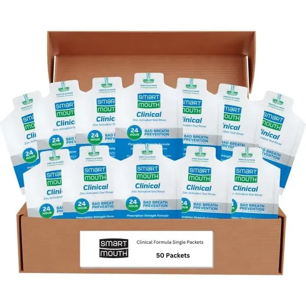 SMARTMOUTH Clinical Zinc Activated Portable Single Pack Mouthwash 50 Count - Clean Mint