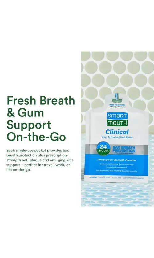 SMARTMOUTH Clinical Zinc Activated Portable Single Pack Mouthwash 50 Count