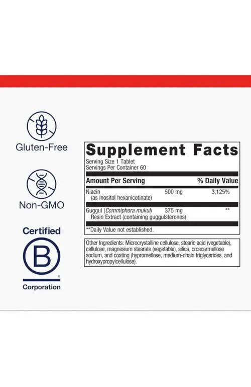 METAGENICS Lipotain Non-flush Niacin Guggul Supplement 60 Tablets
