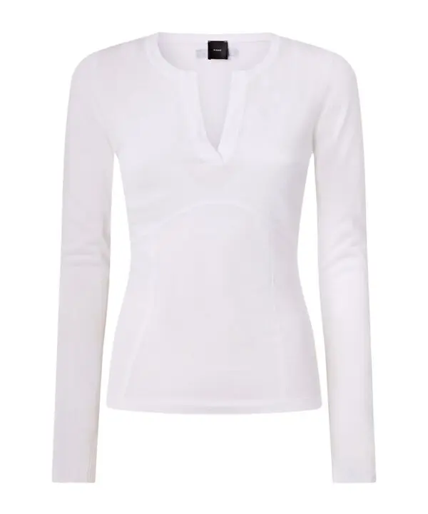 Pinko Bustier Seam V-neck Knitted Top - White