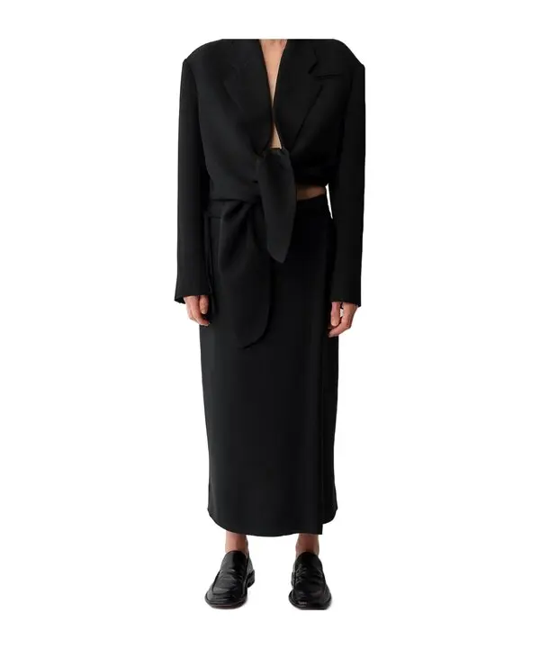 Calvin Klein Hallie Wrap Midi Skirt - Black