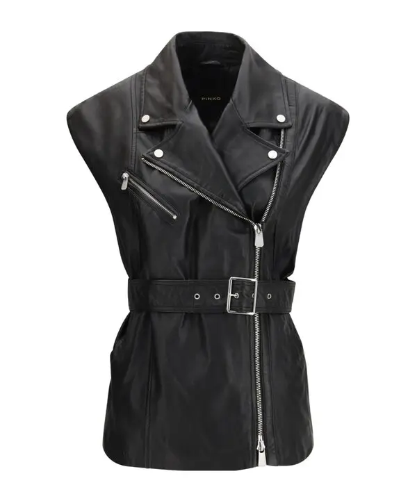 Pinko Leather Biker Vest
