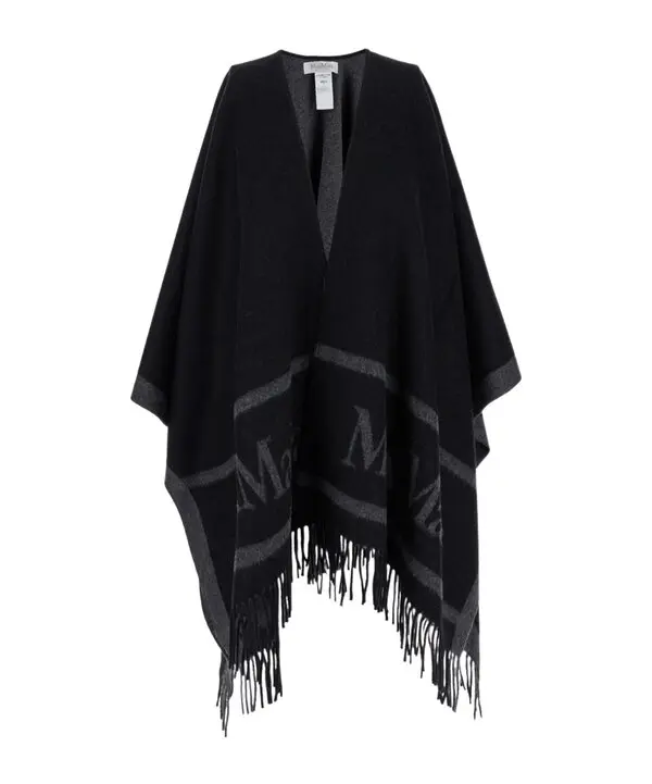Max Mara Logo Detailed Fringed Cape