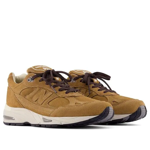 NEW BALANCE 991v1 Luxe Suede Sneakers Made In Uk - Dijon/castle Wall
