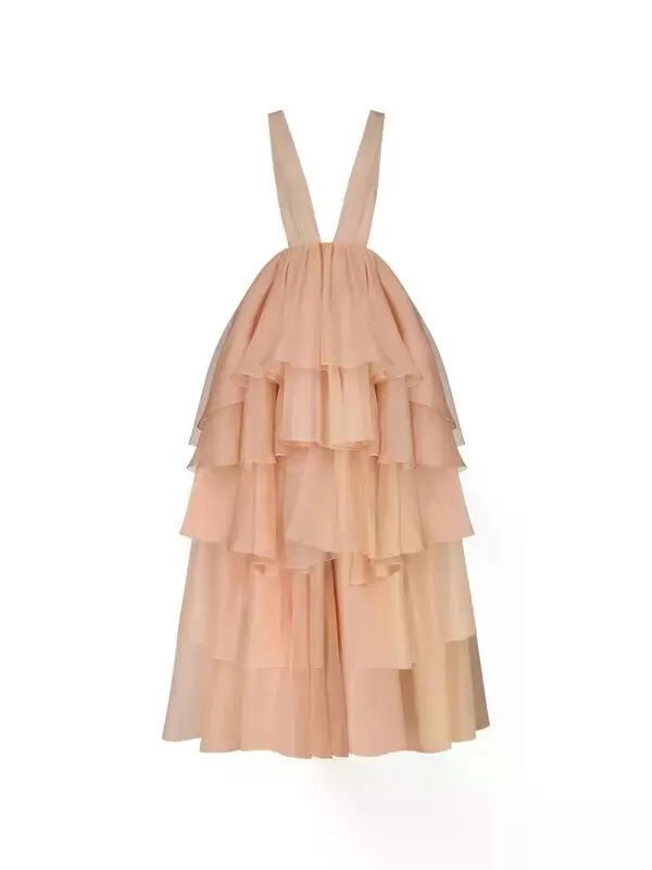 TEMILY Tiered Ruffled Maxi Gown - Pink