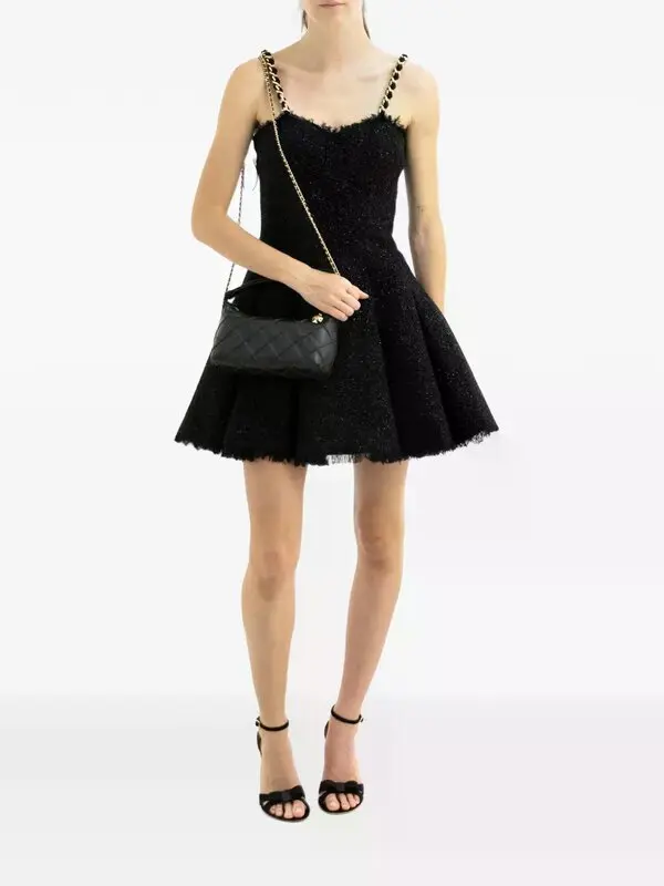 Balmain Chain-link Strap Frayed-edge Mini Dress - Black