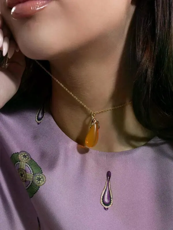EDINA KISS Fire Opal Drop Pendant Necklace