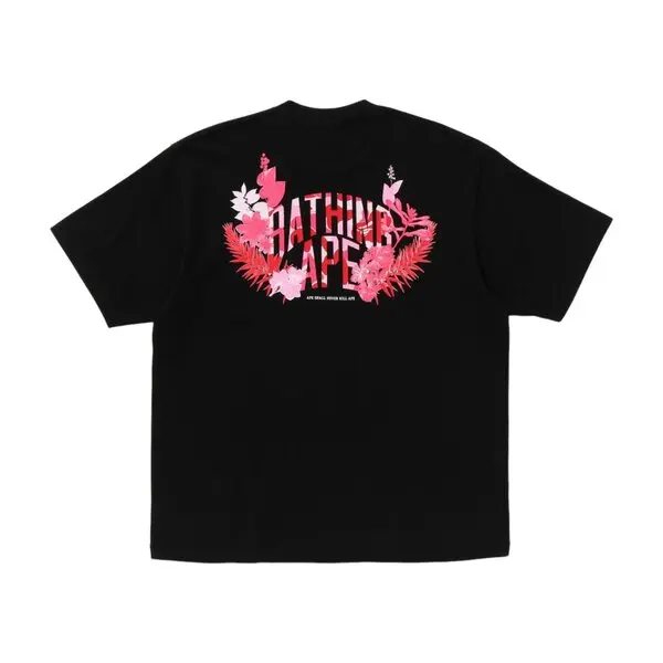 A BATHING APE Floral Ape Head Relaxed Fit Tee - Black