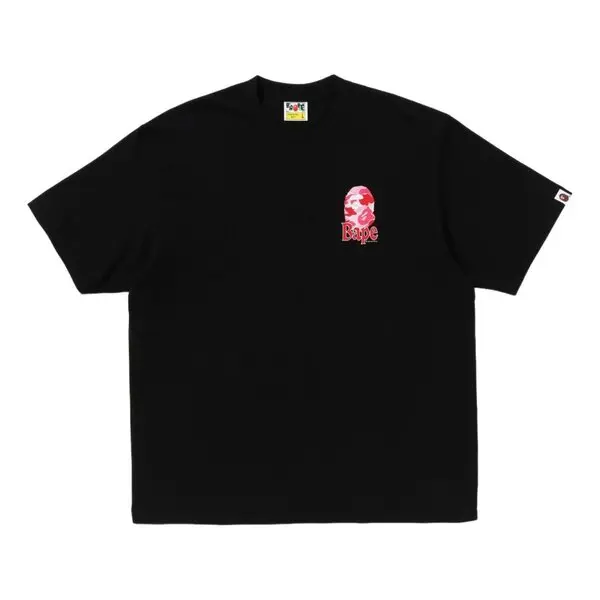 A BATHING APE Floral Ape Head Relaxed Fit Tee - Black
