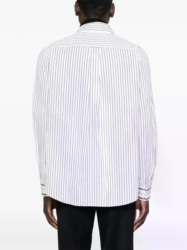 Saint Laurent Vertical-stripe Long-sleeve Shirt - White