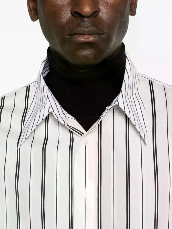 Saint Laurent Vertical-stripe Long-sleeve Shirt - White