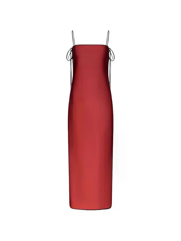 TEMILY Tie-fastening Satin-finish Maxi Dress - Red