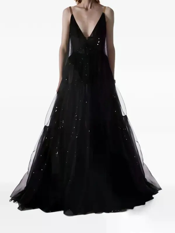 TEMILY Sequin-embellished Tiered Maxi Dress