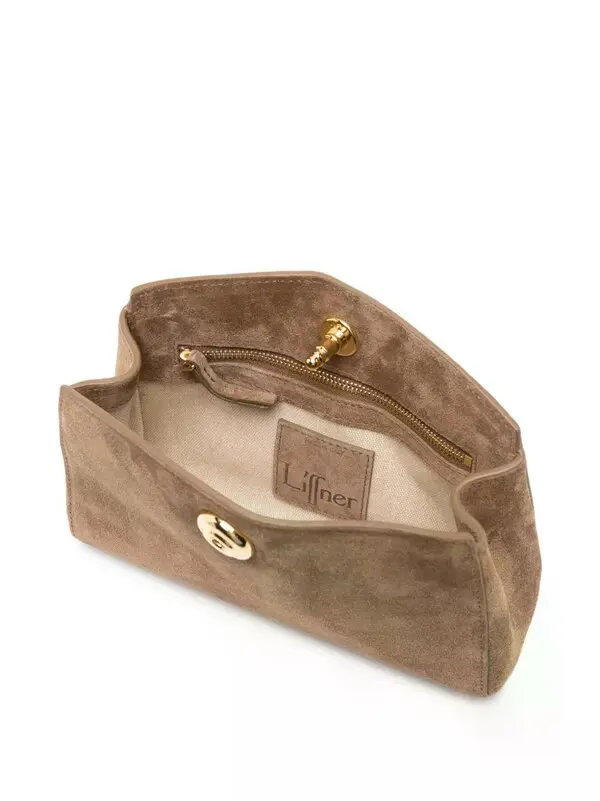 LIFFNER Push-lock Suede Clutch Bag - Neutrals