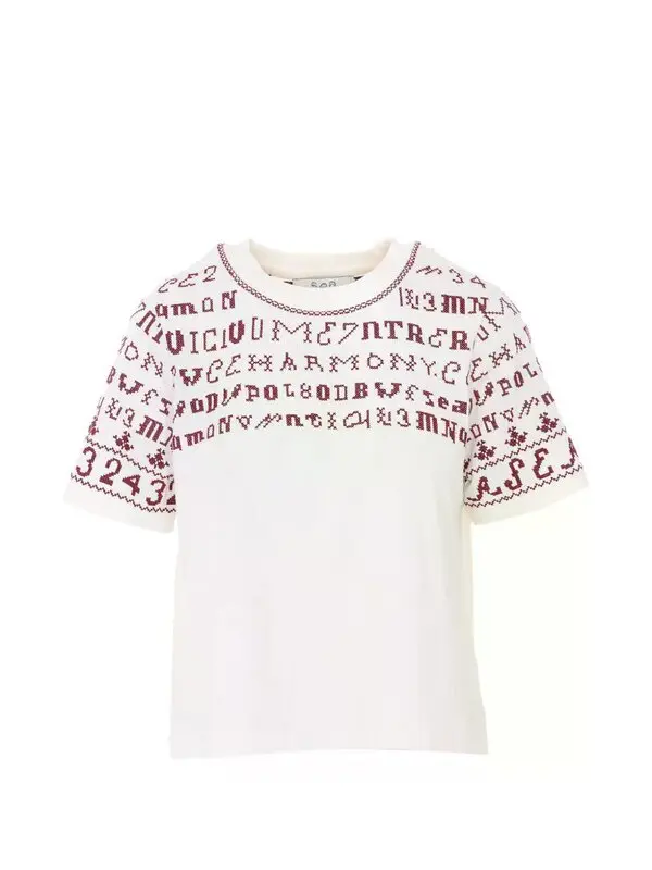 Sea Embroidered Knit T-shirt