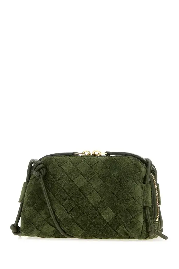 Bottega Veneta Suede Concert Crossbody Bag - Green