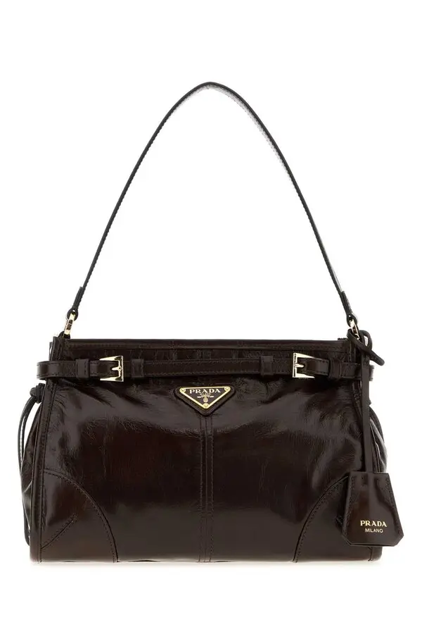 Prada Dark Leather Bonnie Shoulder Bag